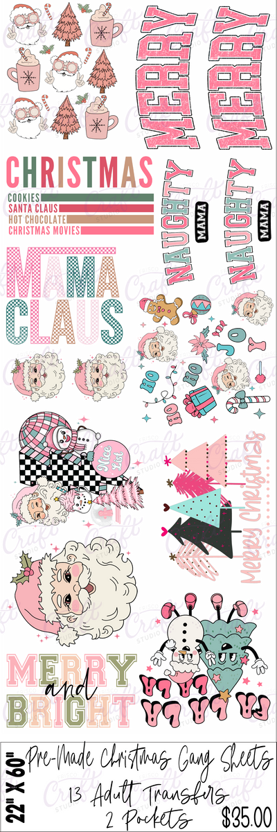 Gang Sheet-Pink Christmas (22x60) – Frisco Craft Studio
